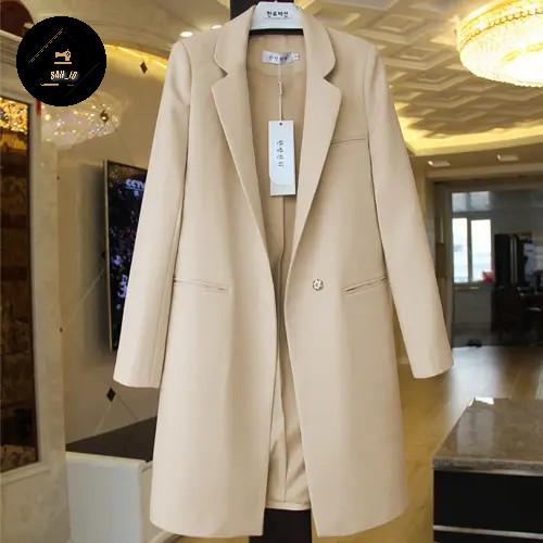 Jual Blazer Wanita Korea Poket Blazer Long Coat Wanita Panjang - Biru ...