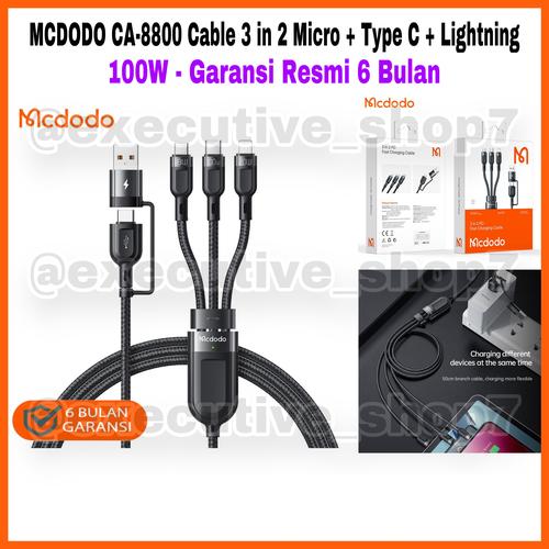 Jual MCDODO CA-8800 Cable 3 in 2 Micro + Type C + Lightning - 100W - Kota Pekanbaru - Executive ...