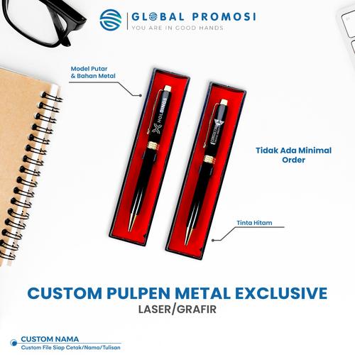 Jual Pulpen custom Ballpoint Pulpen Metal Exclusive Pen Besi Motif Gold ...