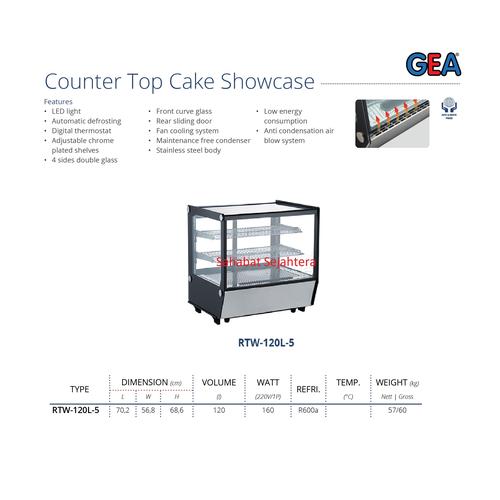 Jual Counter Top Cake Showcase GEA RTW-120L-5 Kabinet Display Cake ...