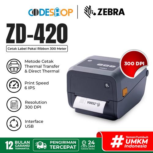 Promo Zebra ZD420 / ZD-420 / ZD 420 Printer Label Barcode 2 in 1 300 ...