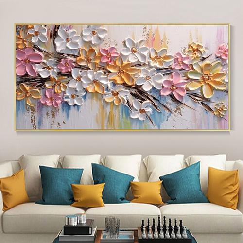 Jual lukisan dinding bunga modern painting art lebar 150 tinggi 80 cm ...