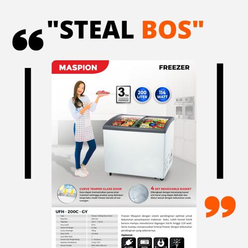 Jual MASPION UFH 200 C chest freezer box 200 liter kaca sliding pembeku ...