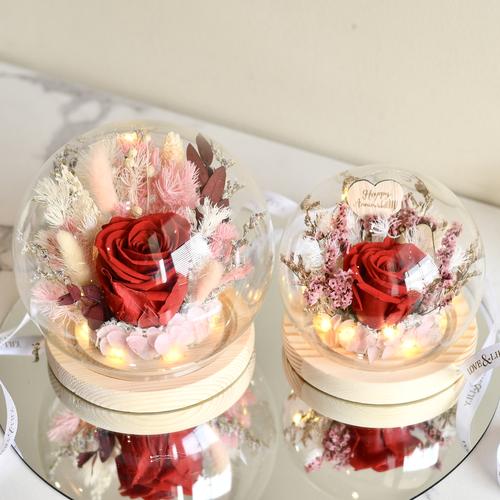 Jual ROUND ROSE - preserved dried flower dome bunga mawar abadi frame ...