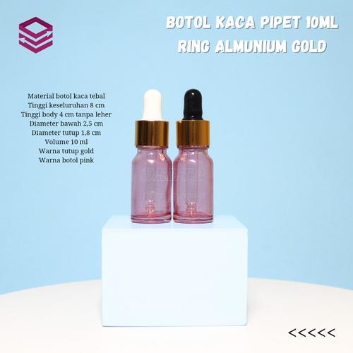 Jual botol pipet kaca 10ml pink bening - ring almunium gold - Hitam ...