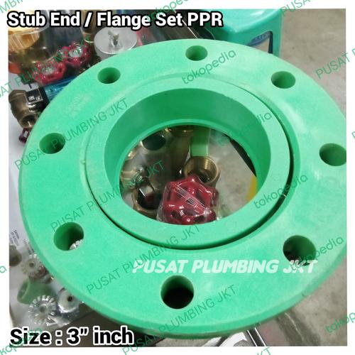 Jual Stub end PPR 90mm flange adaptor PPR 3" inch Flange set PPR Hijau ...
