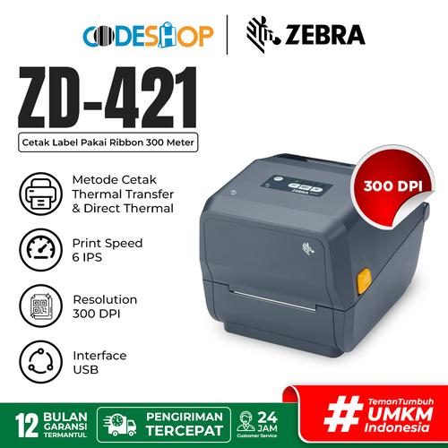 Promo Printer Termal Transfer Zebra ZD 421 Print Resi Barcode Gudang ...