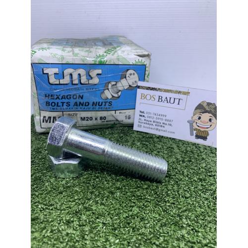 Jual Baut Mur Besi, Baut Mur Hexagon Besi M20X80 PutihP2.5 (Kunci 30 ...