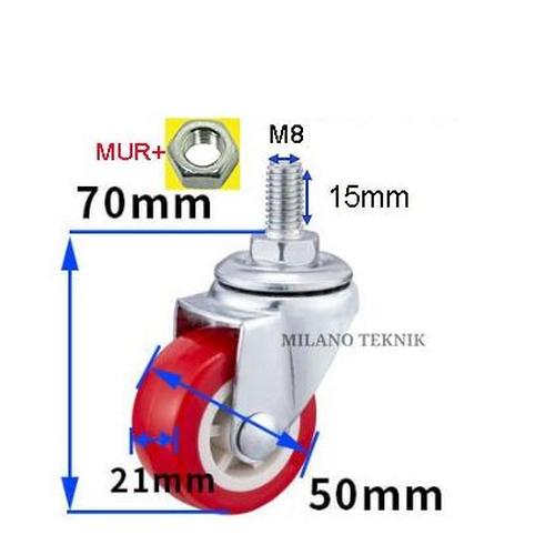 Jual Roda 2 inch PVC Baut+ MUR Screw Drat Nylon Furniture Troly Kastor ...