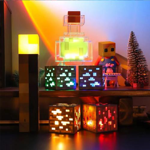 Jual Lampu Dekorasi Lampu Malam Model Minecraft Square Cubic Stone Lamp ...