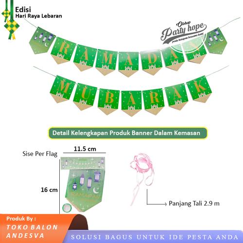Promo banner ramadan mubarak Gold / bunting flag hari raya idul fitri ...