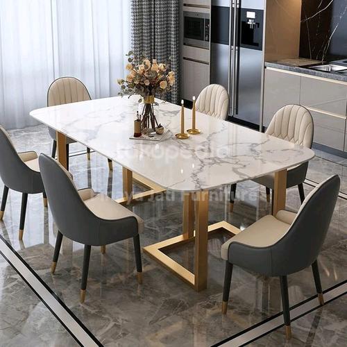 Jual set meja makan marmer 6 kursi dining table marble kursi makan ...