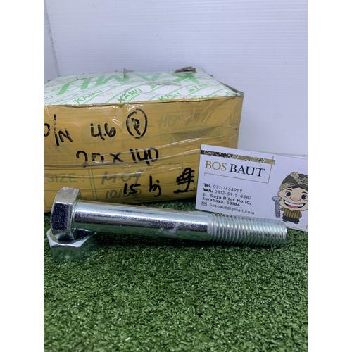 Jual Baut Mur Besi, Baut Mur Hexagon Besi M20X140 Putih P2.5 (Kunci 30 ...