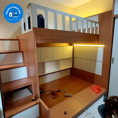 Jual mezzannine Ranjang tingkat ranjang susun tangga laci mezanine 120 ...