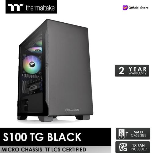 Promo Casing PC Micro Case ThermalTake S100 TG Black Tempered Glass ...
