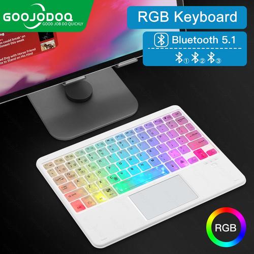 Jual GOOJODOQ RGB LED Bluetooth Keyboard for iPad Android PC w ...