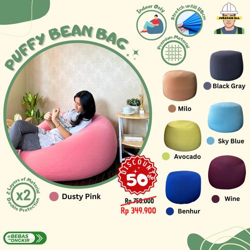 Promo BEAN BAG [COVER ONLY] PUFFY BEAN BAG/BEAN BAG PLUS ISI/SQUISHY BEANBAG - Sky Blue, L ...