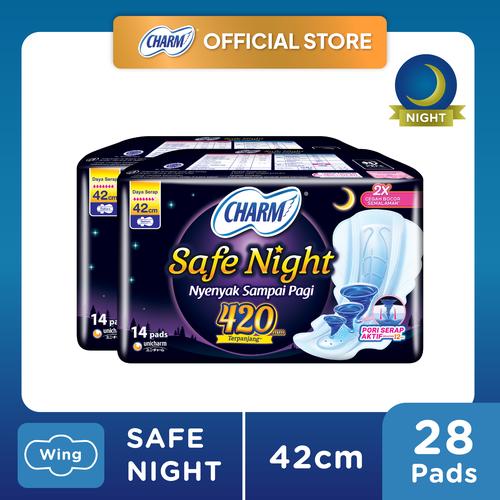 Promo Charm Pembalut Safe Night 42cm Gather 14 pads - 2 Pcs - - Charm ...