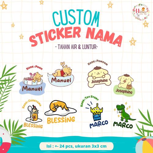 Jual (ISI 24) Sticker Label Nama Anak / Stiker Custom Nama Karakter ...