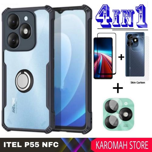 Jual Case Itel P55 NFC 2024 Premium Transparent Armor Case + Holder ...