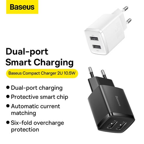 Jual Baseus Compact Charger Dual Port USB 2U 10.5W EU - Putih - Jakarta ...