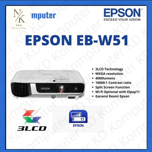 Jual Epson w51 / proyektor epson eb w51 WXGA 4000 lumen - Jakarta Barat - Nikibags18 | Tokopedia