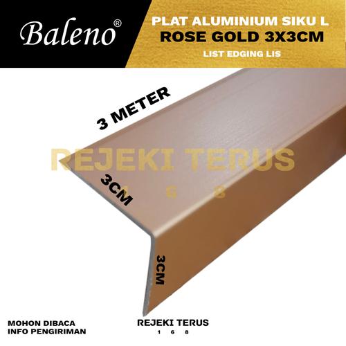 Jual Plat Siku Aluminium L ROSE GOLD 3 x 3cm List Edging Lis Lemari ...