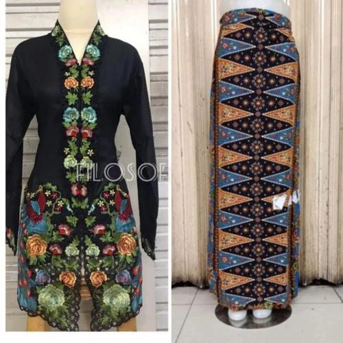 Jual Setelan Kebaya Encim terbaru Motif Merak//Kebaya encim - set putih ...