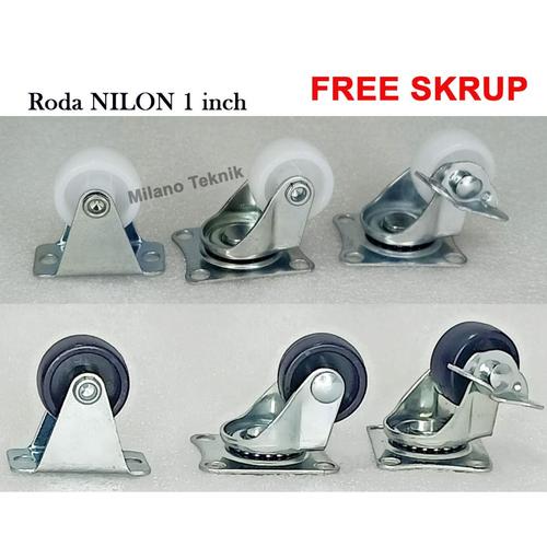 Jual Roda 1 inch Nilon Hitam Putih Roda troli Etalase furniture lemari ...