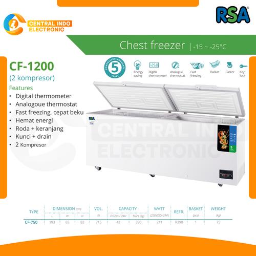 Jual RSA CF 1200 Chest Freezer / CF 1200 Freezer Box 1050 Liter - Kota ...