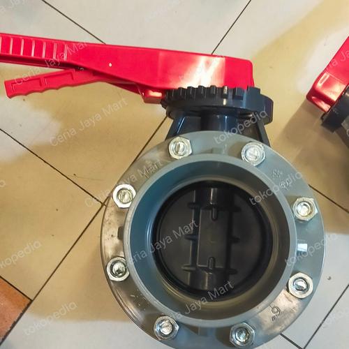 Jual Butterfly Valve PVC 4 " Inch set flange JIS 10K + Baut Mur ...