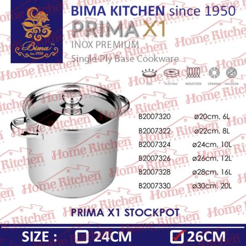 Jual BP2007326 Bima Prima X1 Stockpot Stainless 12L Panci Tinggi Panci - + TUTUP. KH, BUBBLE ...