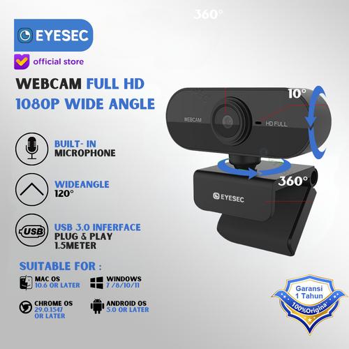 Promo Webcam EYESEC 1080P Full HD with Mic UltraWide Angle USB 1.5 ...