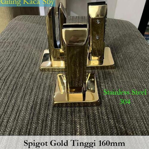 Jual ANS SPIGOT KAKI PENJEPIT KACA RAILING TANGGA / BALKON MODEL GOLD ...