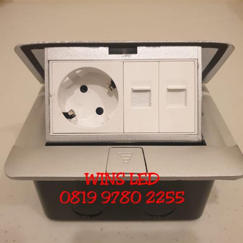 Jual stop kontak lantai silver 4 modul stop stop data telp floor socket ...