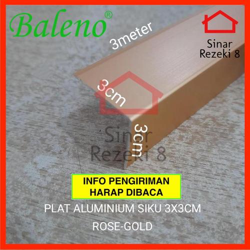 Jual Plat Aluminium Siku L ROSE GOLD 30 x 30 Baleno / List Edging Lis ...