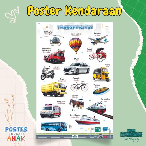 Jual Poster Edukasi Anak - Trasportasi / Kendaraan | Balita, PAUD, TK ...