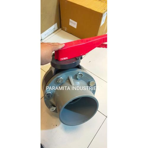 Jual Butterfly Valve PVC 4" inch JIS 10K complete set with flange ...