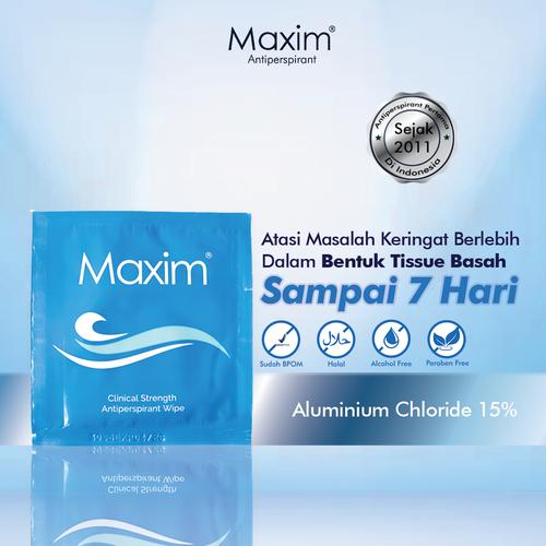 Promo Maxim Antiperspirant Wipe 15% untuk Kulit Tubuh Kemasan Sachet ...