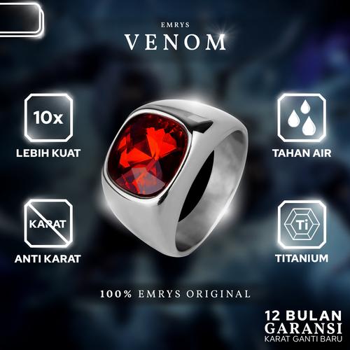 Promo Emrys Premium Ring VENOM SILVER Cincin Pria Wanita - Red, 8 ...