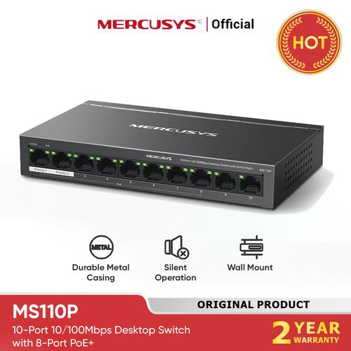 Promo MERCUSYS MS110P 10-Port 10/100Mbps Desktop Switch with 8-Port ...