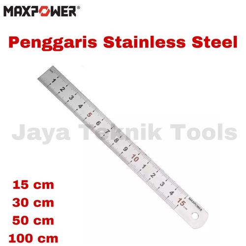 Jual Penggaris Besi Stainless Steel Maxpower 15 30 50 100 cm Metrik ...