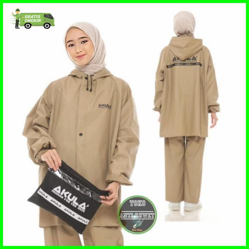Promo JAS HUJAN PRIA WANITA BAHAN TEBAL ELASTIS ANTI REMBES BY AKULA - Cream, XL - Kab. Bekasi ...