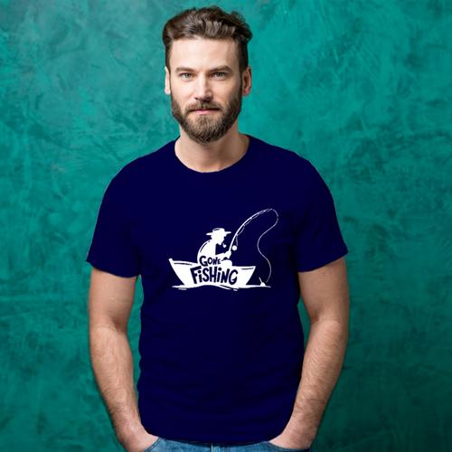 Jual kaos katun combed 30S sablon polyflex 1 warna desain gone fishing ...