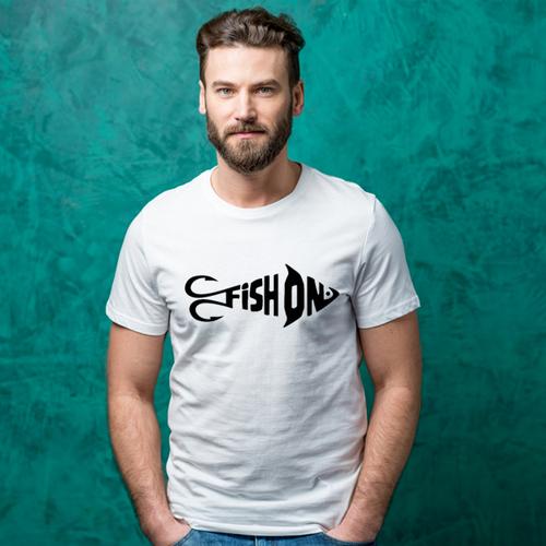 Jual kaos katun combed 30S premium sablon polyflex 1 warna desain fish ...