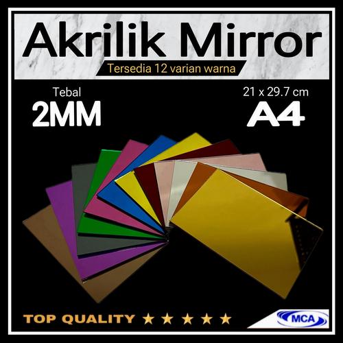 Jual AKRILIK Mirror A4 GOLD / SILVER / ROSE GOLD / RED / BLUE / YELLOW ...