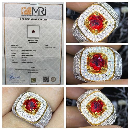 Jual Natural 1.15ct vivid orangy red ruby hbe songea microsetting - Jakarta Timur - Sanasini ...