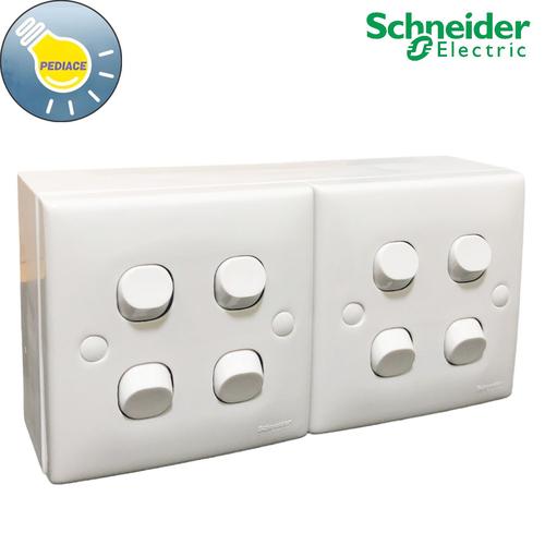Jual Double Saklar Isi 4 Gang 1 Arah Outbow 10A White Schneider S ...