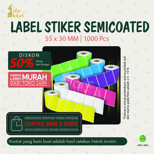 Jual LABEL STIKER BARCODE SEMICOATED 55X30 MM - Putih - Jakarta Barat ...
