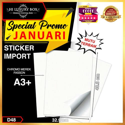 Jual Kertas Sticker Chromo|Stiker Glossy|Fasson A3+ (32.9 cm x 48.3 cm ...